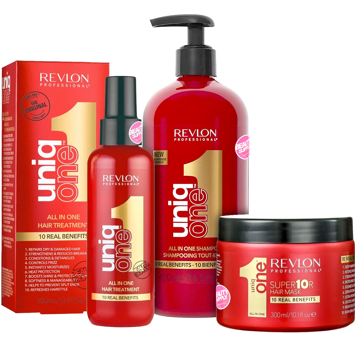 KIT UNIQ ONE REVLON TRATAMIENTO + SHAMPOO Y MASCARA – Beauty Supply